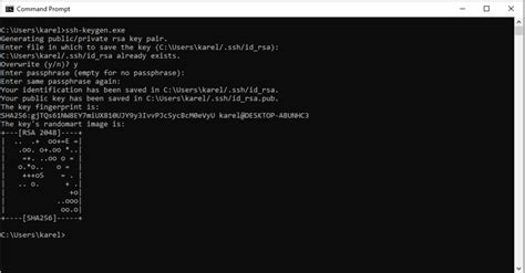 ssh keygen example in windows command prompt