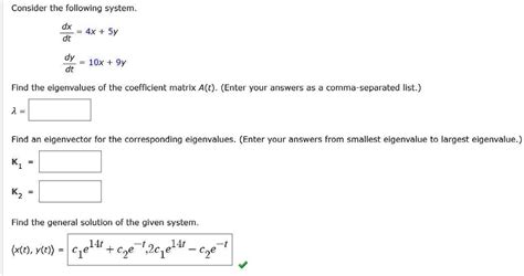 Solved Consider The Following System Dx Dt 4x Sy Dy Dt 10x 9y