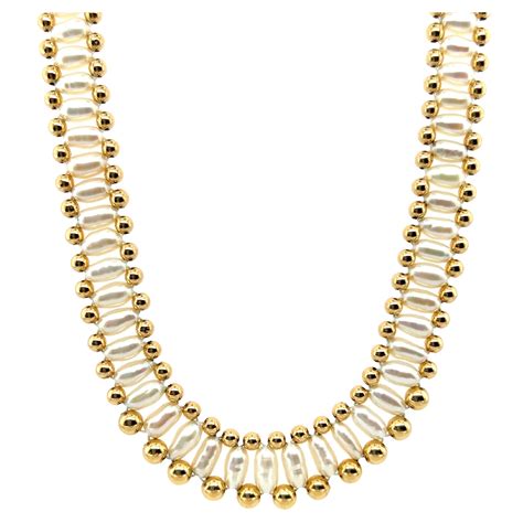 Baroque Pearl 15 5 Inch Necklace Strand Of Pearls 14k Yellow Gold Clasp