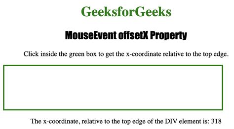 html dom mouseevent offsetx property geeksforgeeks
