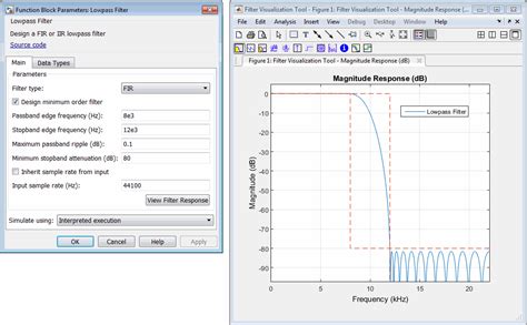 design fir or iir lowpass filter simulink mathworks américa latina