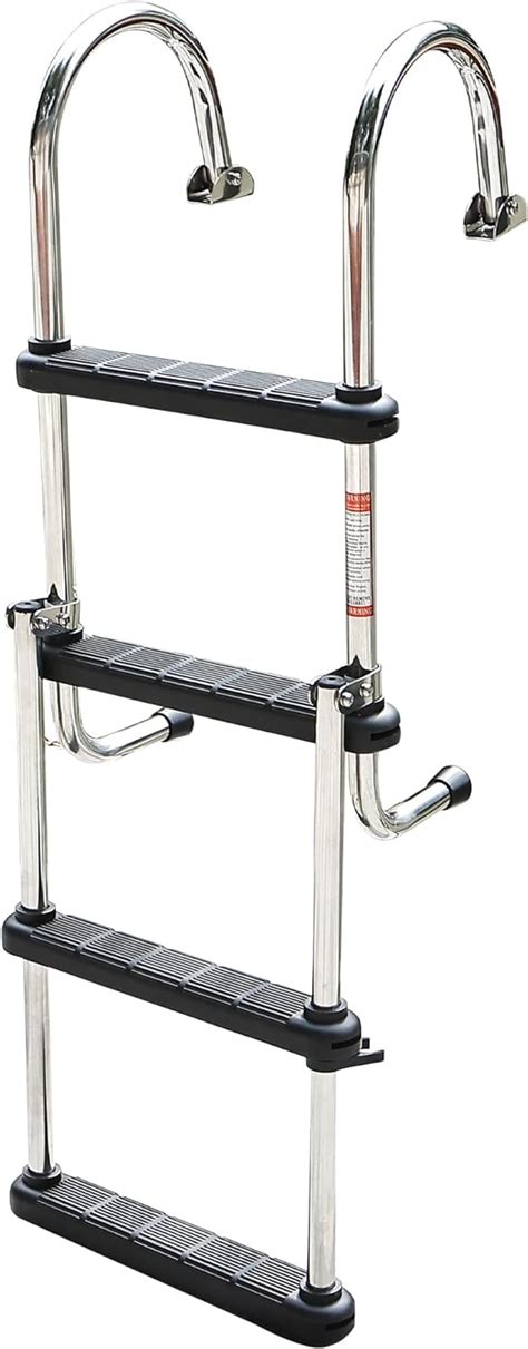 Amarine Made 4 Step Boat Ladder Marine Folding Ladder With Wide Steps