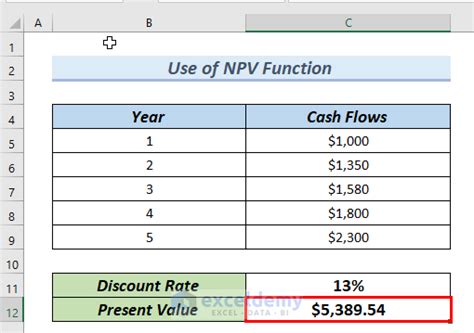 How To Calculate Present Value Of Uneven Cash Flows In Excel 3 Methods