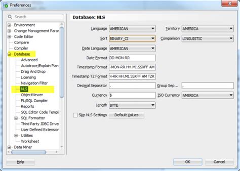 how to edit nls parameters in toad for oracle and oracle sql developer