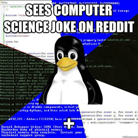 sees computer science joke on reddit computer science penguin