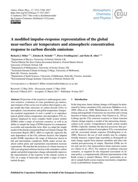 Pdf A Modified Impulse Response Representation Of The Global Near
