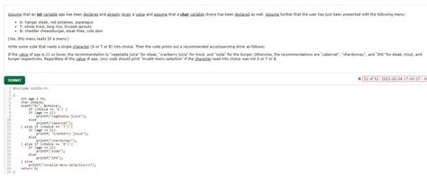solved assume that an int variable age has been declared and