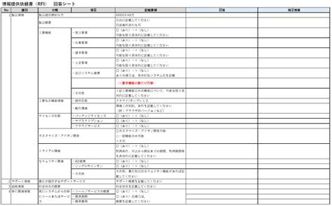 Rfi（情報提供依頼書）とrfi回答シートの作り方（サンプル画像付き） 情シスコンサルティング株式会社