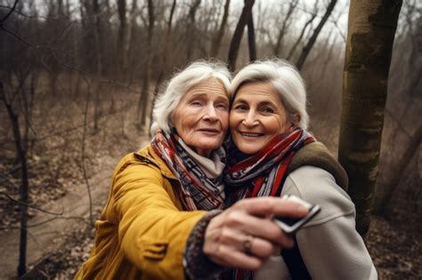 Premium Ai Image Shot Of A Senior Woman Taking Selfies With Her