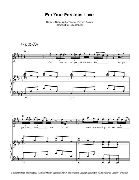 For Your Precious Love Arr Tunescribers By Jerry Butler Sheet Music