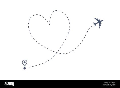 Airplane Line Path Love Travel Route Air Plane Flight Route With