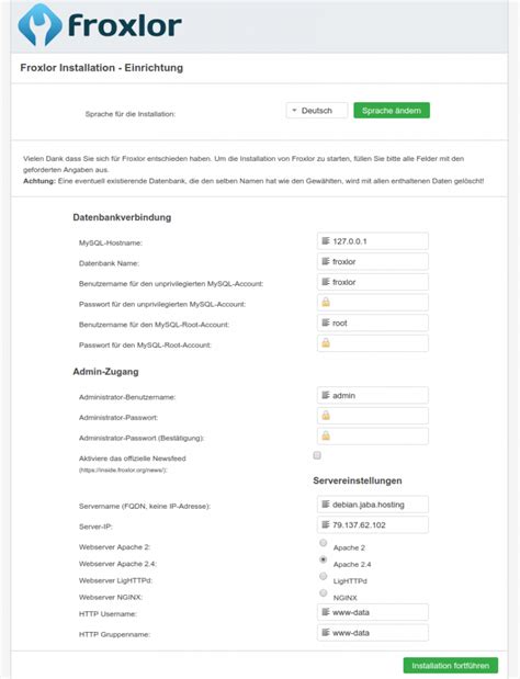 froxlor auf debian 9 stretch installieren webhosting domains