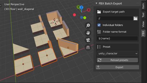 [export] selected objects to multiple fbx files released scripts and