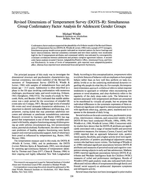 Pdf Revised Dimensions Of Temperament Survey Dots R Simultaneous
