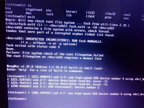 fix busybox intramfs error dev sdbx contains files system with errors