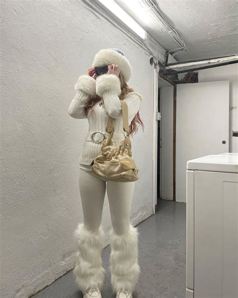 Winter Core White Outfit Russian Bimbo Core Hot Girl Winter Winter