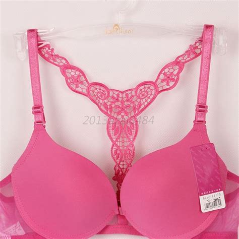 Women Ladies Front Closure Racerback Bra 3 4 Cup Push Up Lace Bra Size