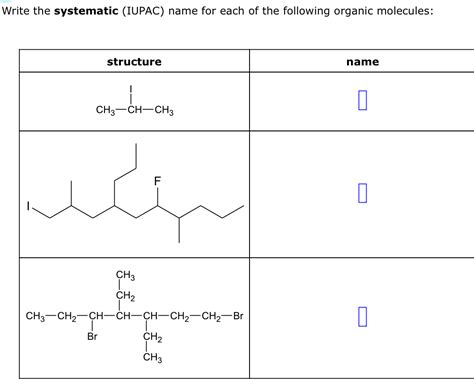 Solved Write The Systematic Iupac ﻿name For Each Of The