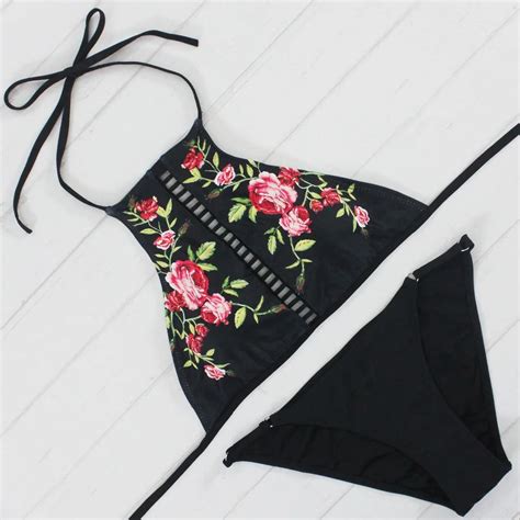Buy 2017 New High Neck Bikini Women Swimsuit Swimwear