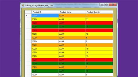 c how do i color a row in a winform datagridview and hide the column