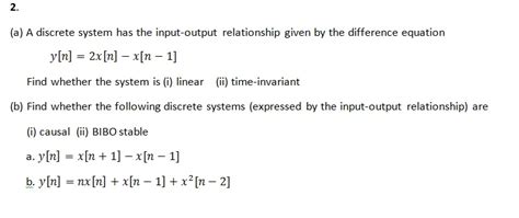 solved a a discrete system has the input output