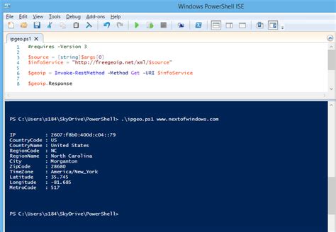 getting geo location of any ip address or hostname in powershell next