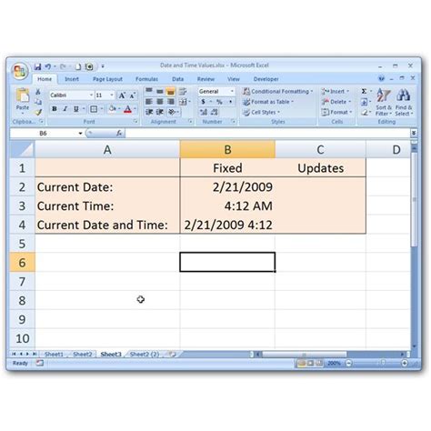 how to insert the current date and time into a microsoft excel spreadsheet