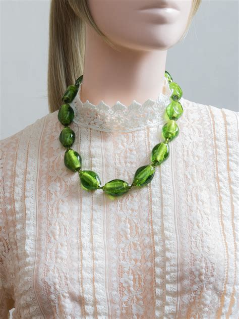 Green Chunky Beaded Statement Necklaces For Women Large Bead Etsy