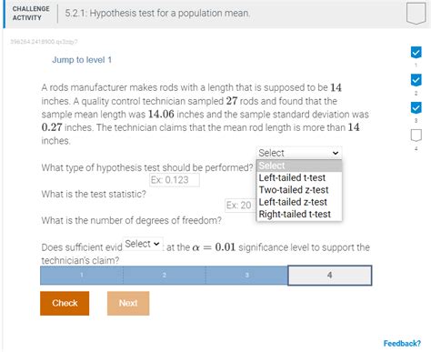 Solved Challenge Activity 5 2 1 Hypothesis Test For A