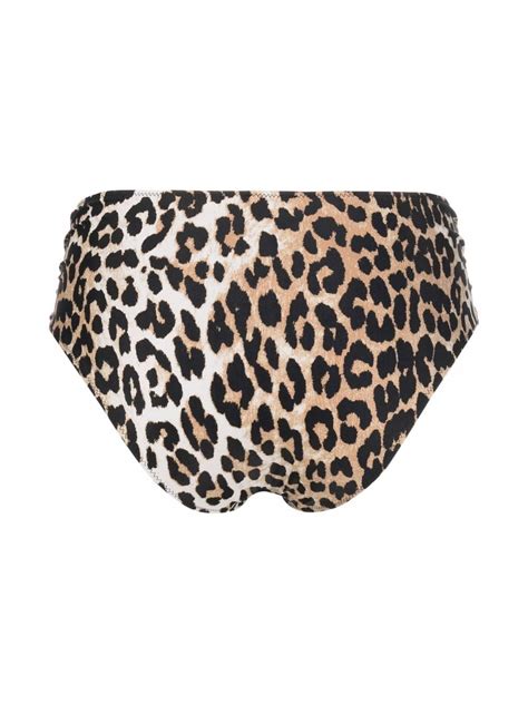 Ganni Leopard Print Bikini Bottoms Brown Farfetch Uk