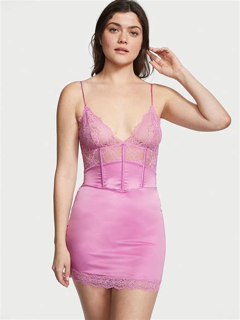 Пеньюар Satin Corset Slip Розовый S Victorias Secret Secret Shop