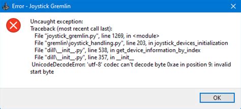 uncaught exception traceback · issue 333 · whitemagic joystickgremlin