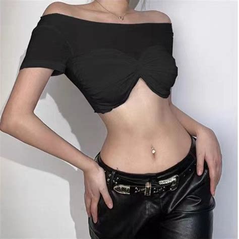 Black Kecua Off Shoulder See Through Cropped T Shirt I The Label I