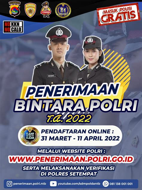 Yok Buruan Daftar Penerimaan Terpadu Bintara Polri Dibuka Hanya 12 Hari