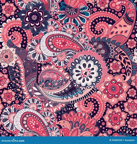 Paisley Floral Seamless Pattern Indian Ornament Vector Decorative