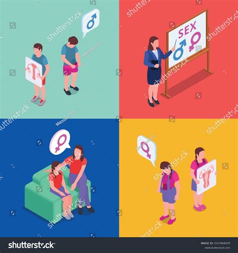 Sex Education Isometric 2x2 Concept Set Stock Vector Royalty Free