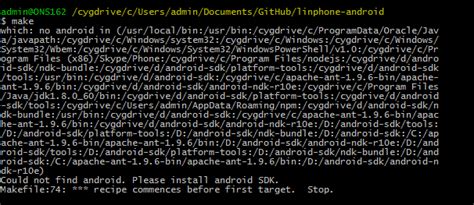 eclipse could not find android error when running make command for