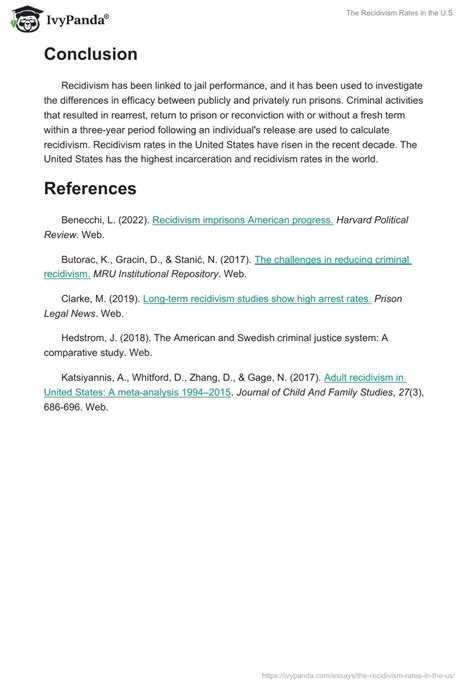 The Recidivism Rates In The U S 887 Words Report Example