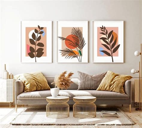 Boho Art Set Of 3 Prints Boho Wall Art Boho Print Printable Modern Art