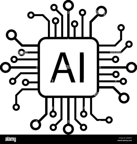 Artificial Intelligence Ai Processor Chip Vector Icon Symbol For