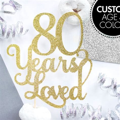 Glitter 80 Cake Topper Eighty Cake Topper 80th Birthday Etsy