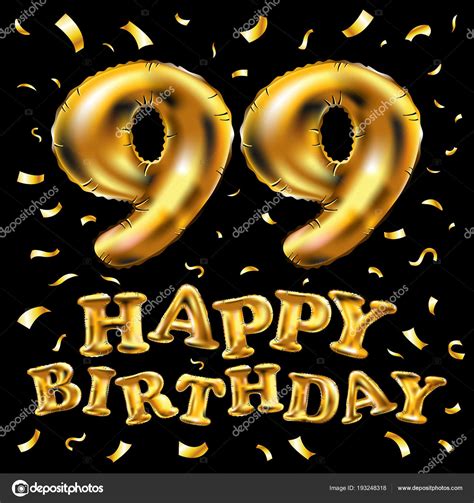 Vector Happy Birthday 99th Celebration Gold Balloons And Golden