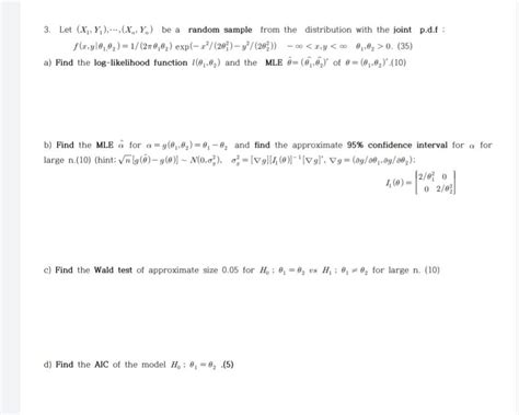 3 Let X1 Y1 ⋯ Xn Yn Be A Random Sample From The