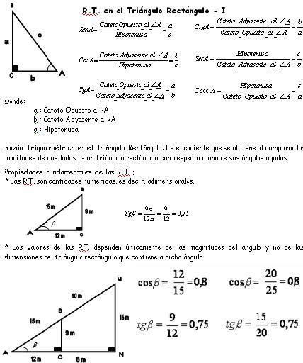 Nam Razones TrigonomÉtricas De Un TriÁngulo RectÁngulo