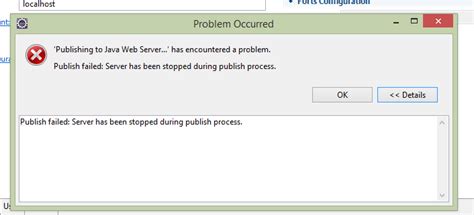 java eclipse ide error server has been stopped during publish