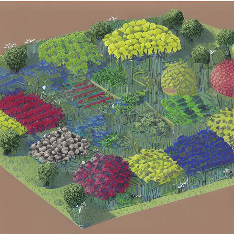 Blueprint Schematic Diagram Fruit Forest Layout Landscaping