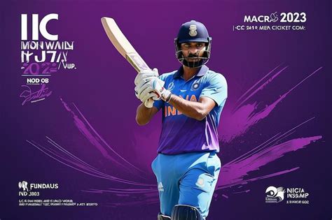 Icc Mens Cricket World Cup India 2023 Poster Design In Purple Color