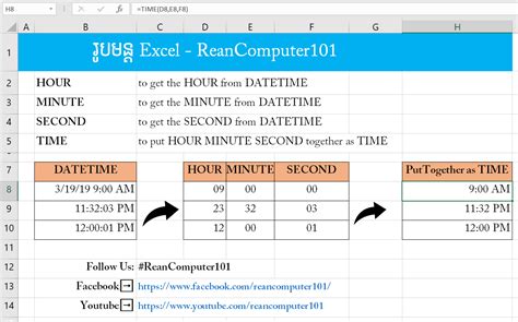 how to use hour minute second and time in excel with example download