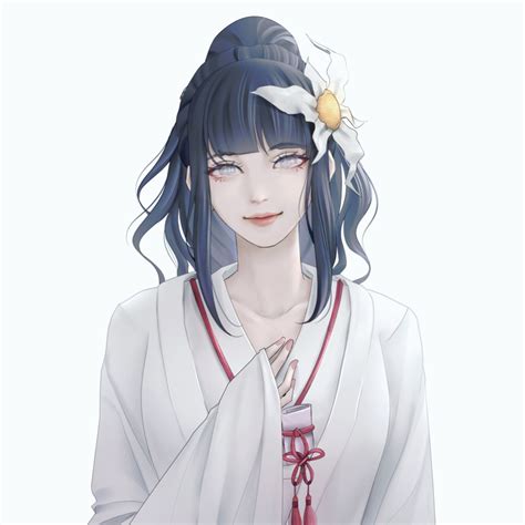 Safebooru 1girl Alternate Hairstyle Black Hair Blunt Bangs Byakugan