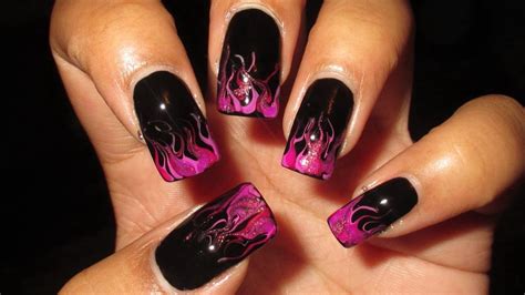 Radiant Orchid Drag Marble Flames Nail Art Tutorial Youtube